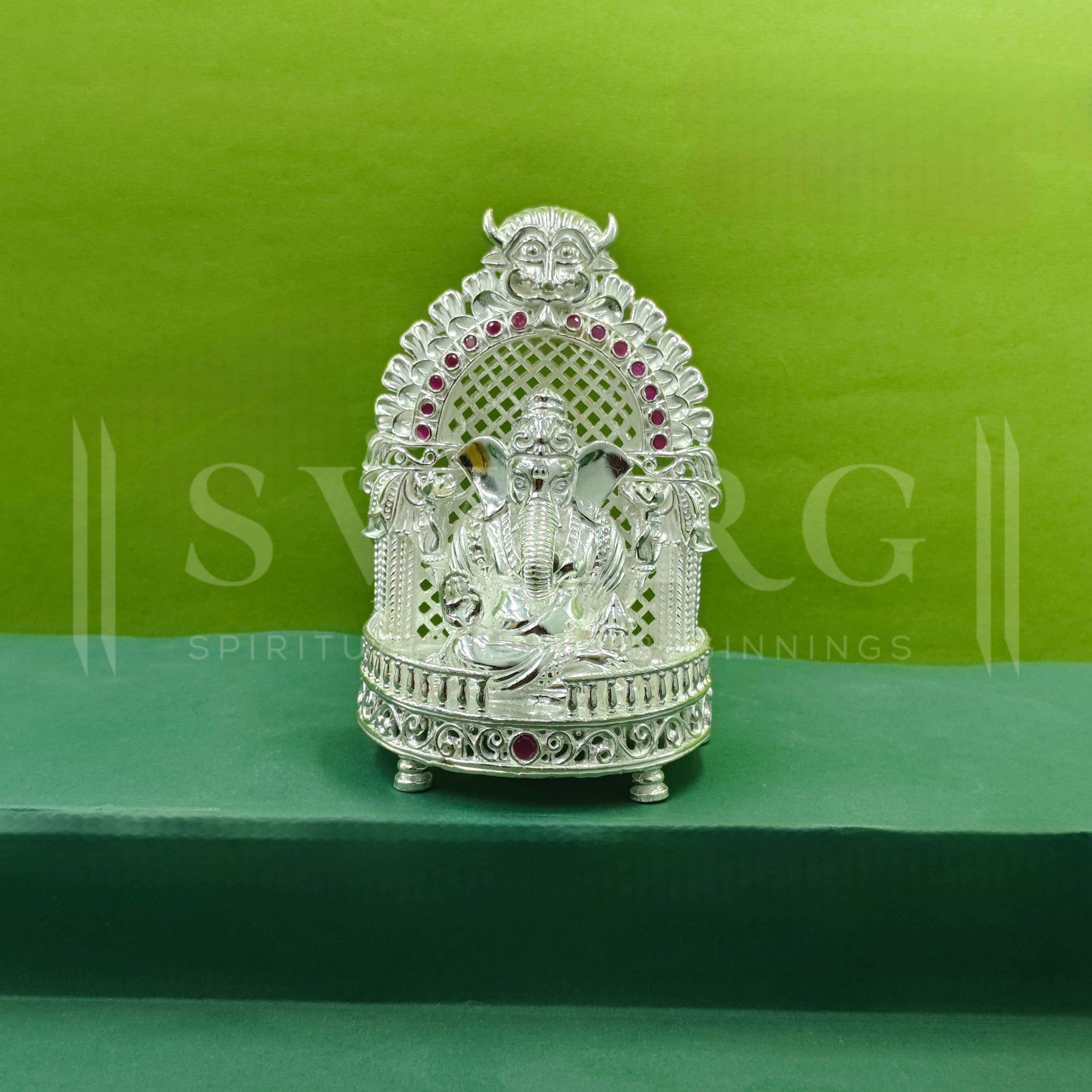 Pure Silver Lord Ganesh/Ganpatiji BIS HALLMARKED Solid Idol on Beautif ...